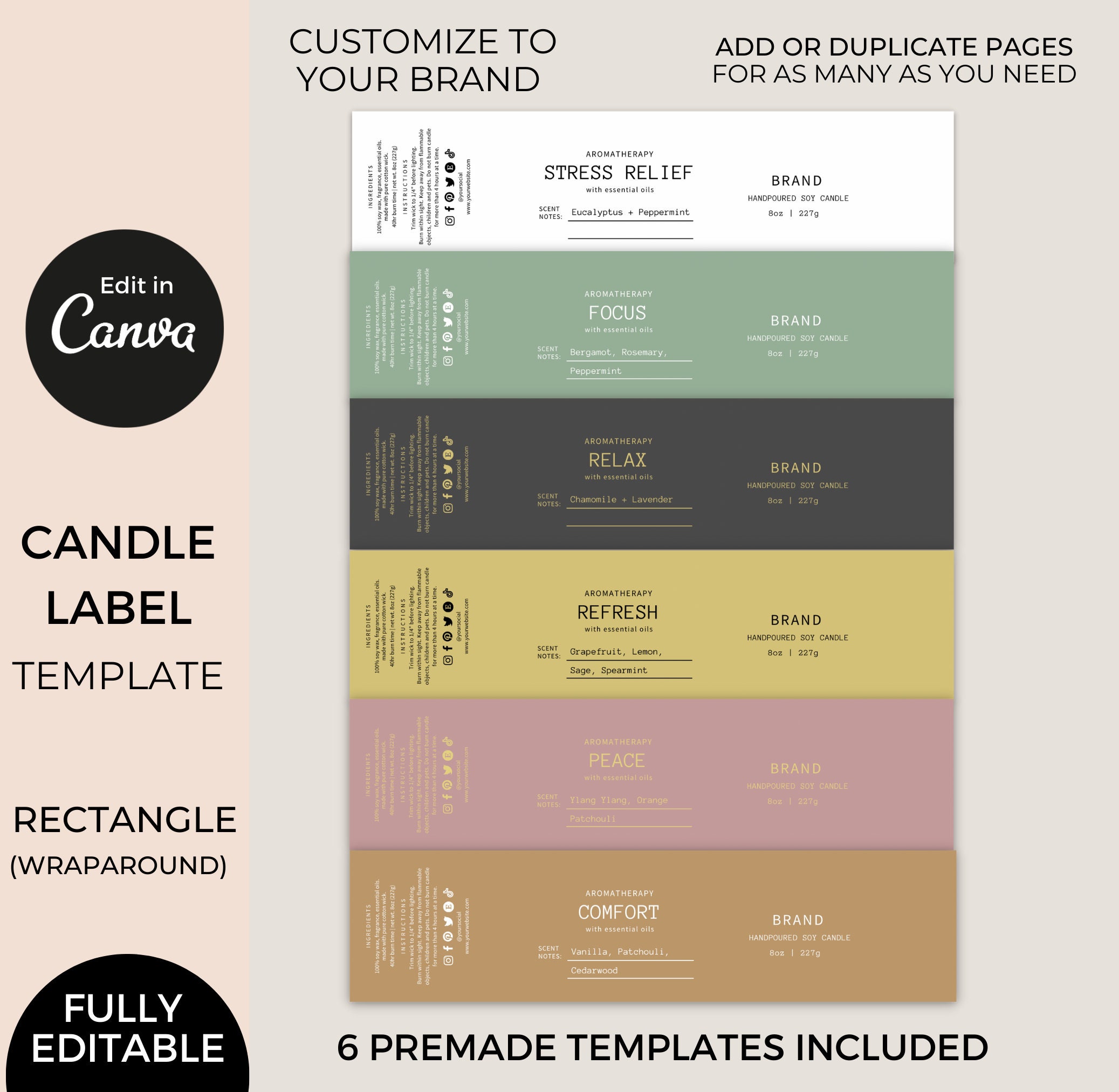 Candle Tin Labels Template Canva Modern Candle Label Stickers - Etsy
