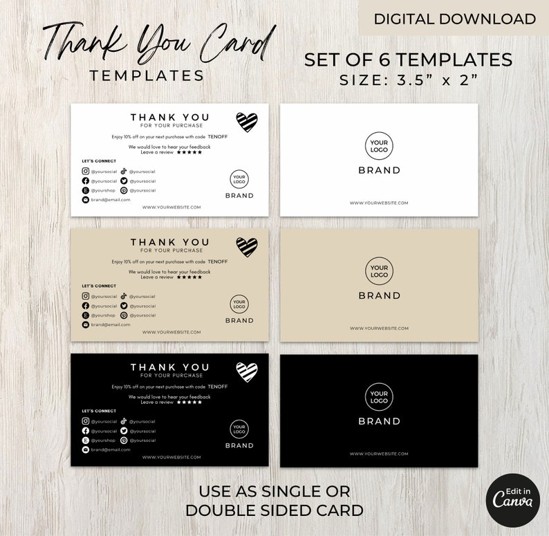 Plantilla de tarjeta de agradecimiento editable en Canva, tarjetas de agradecimiento ...