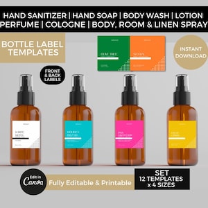 Editable Spray Bottle Labels Template Canva, Room Linen Body Spray ...