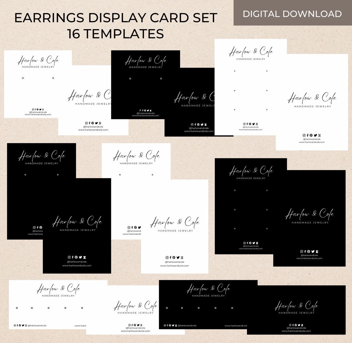 Editable Earrings Display Card Template Canva, Printable Earrings Label ...