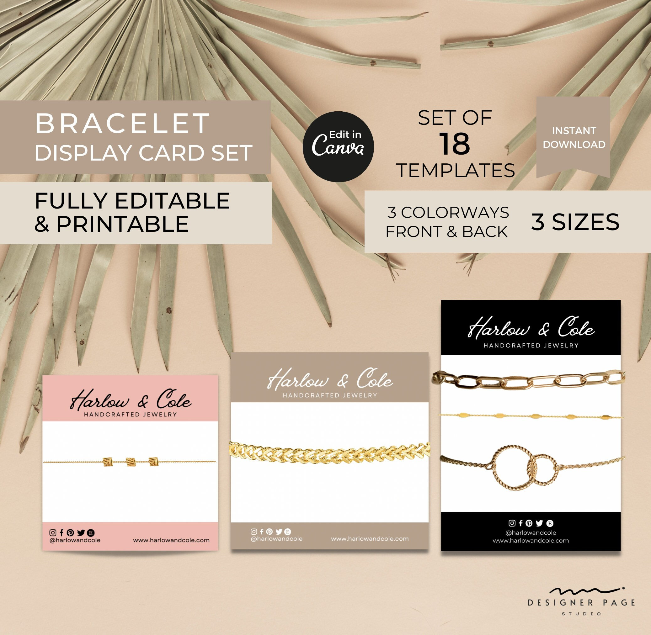 Editable Bracelet Display Card Template Canva, Printable Bracelet Cards ...