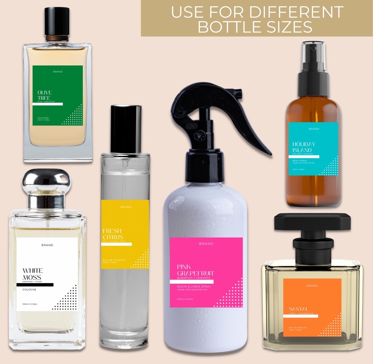 Editable Spray Bottle Labels Template Canva, Room Linen Body Spray ...