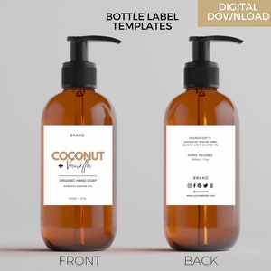Printable Hand Soap Bottle Labels Template Canva, Editable Hand Body ...