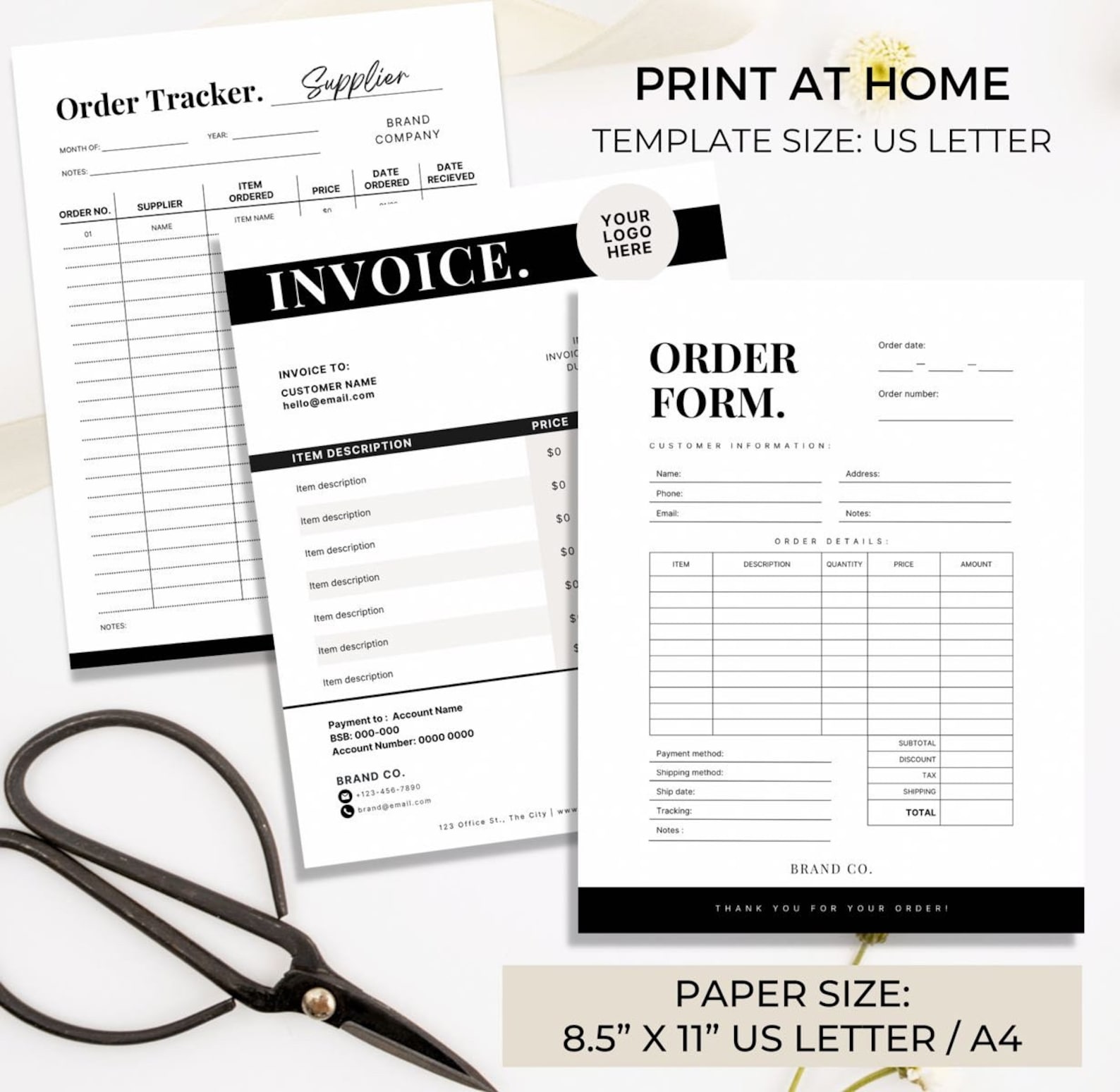 Editable Order Form Template Canva, Printable Customer Sales Invoice ...