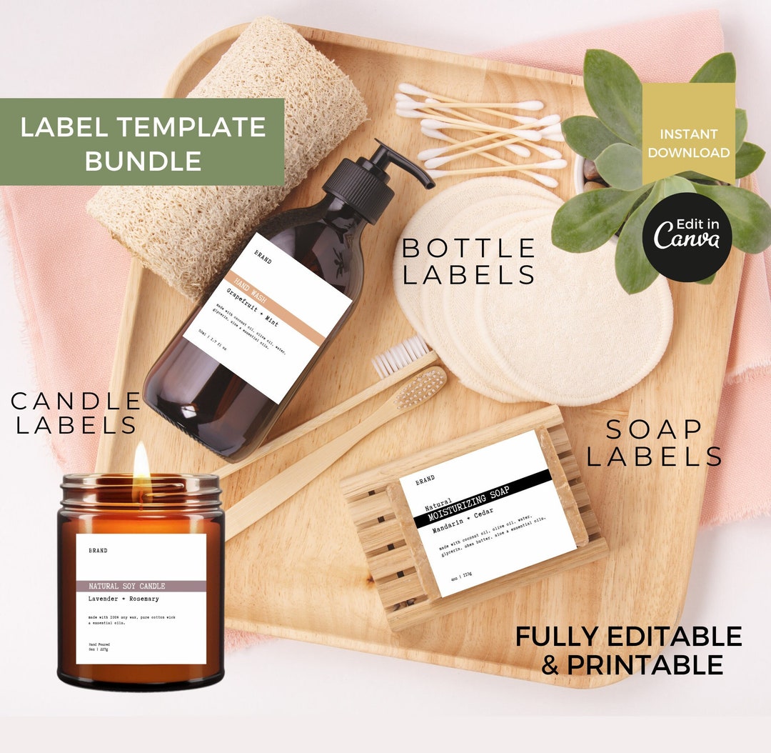 Editable Bottle Label Template Canva, Printable Bar Soap Labels, Modern ...