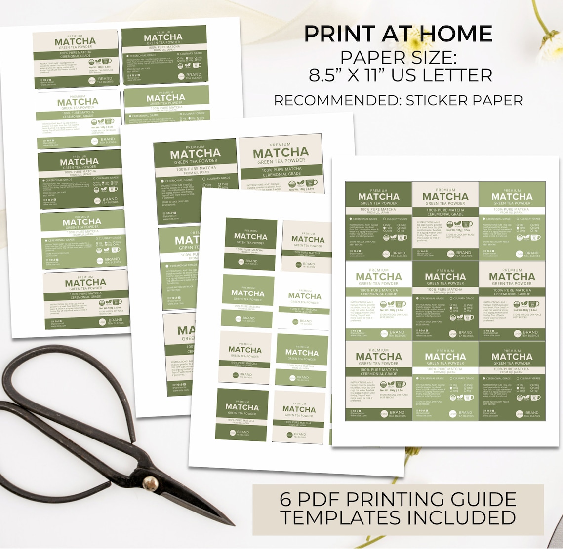 Matcha Tea Tin Can Labels Template Editable Canva, Tea Canister Label ...