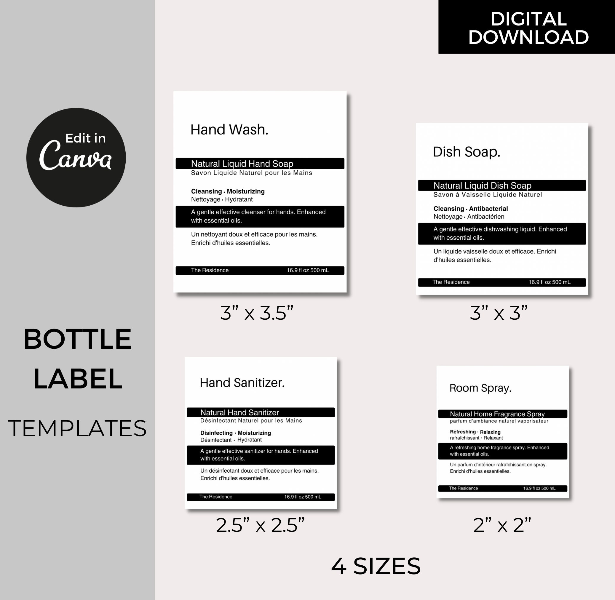 Minimalistic Hand Soap Bottle Label Template, Printable Label Stickers ...