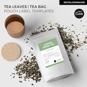 Tea Bag Labels Template Editable Canva, Minimalist Tea Pouch Label ...