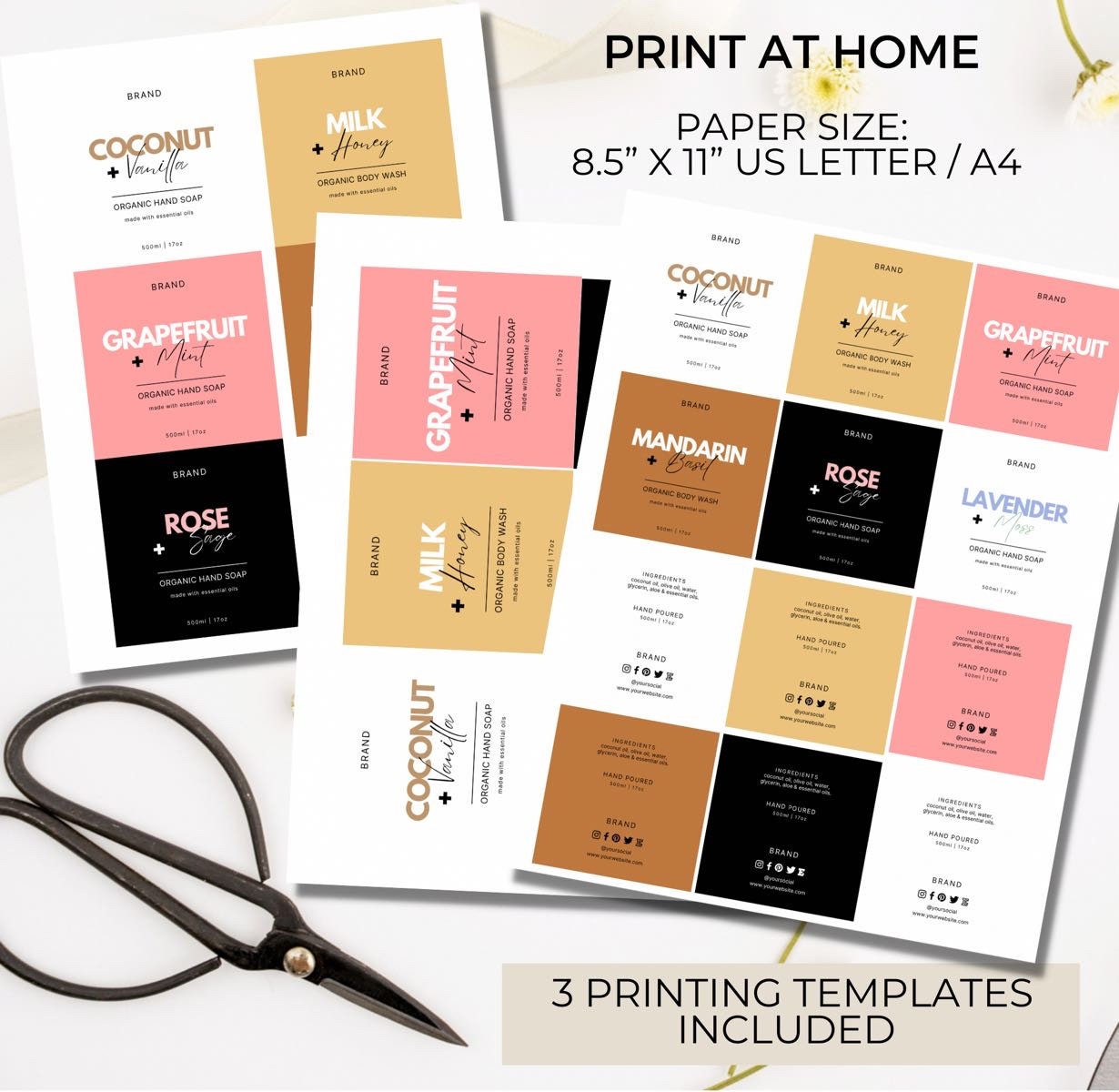 Printable Hand Soap Bottle Labels Template Canva Editable - Etsy