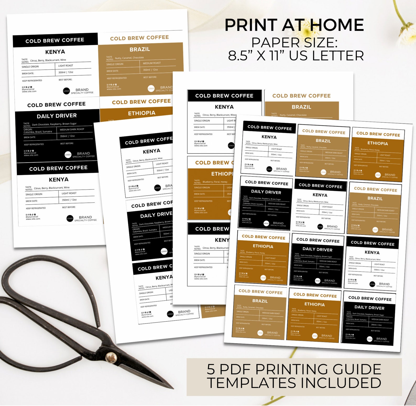 Cold Brew Coffee Bottle Labels Template Editable Canva, Juice Label ...