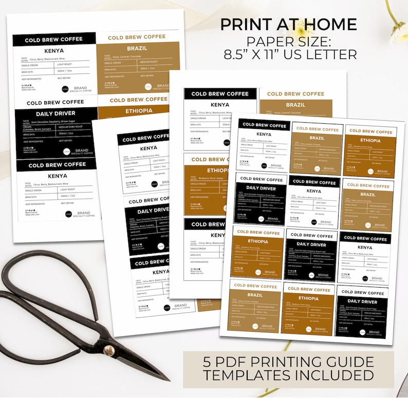 Cold Brew Coffee Bottle Labels Template Editable Canva, Juice Label ...
