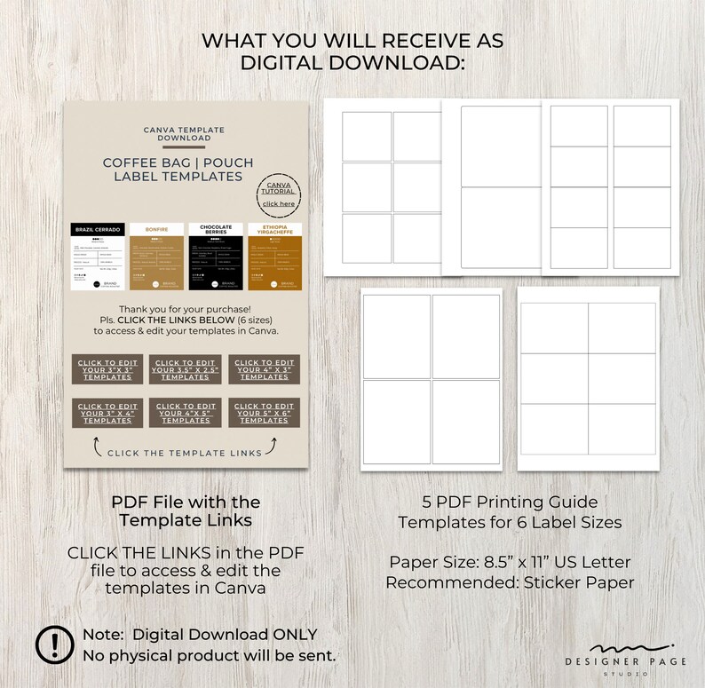 Coffee Bag Labels Template Editable Canva, Minimalist Coffee Pouch ...