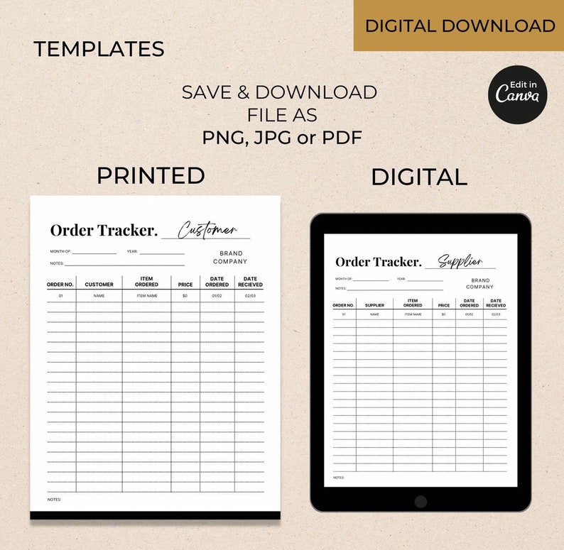 Editable Order Form Template Canva, Printable Customer Sales Invoice ...
