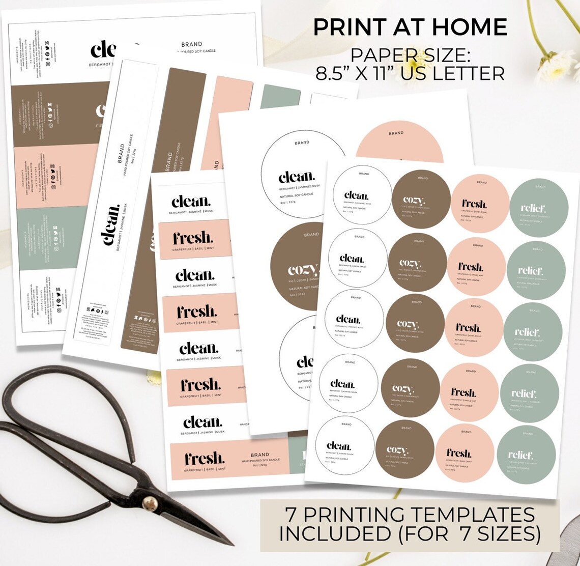Candle Label Template Round Editable Modern Candle Labels - Etsy