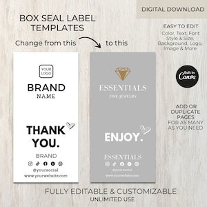 Editable Box Seal Labels Template Canva, Custom Mailer Box Label ...