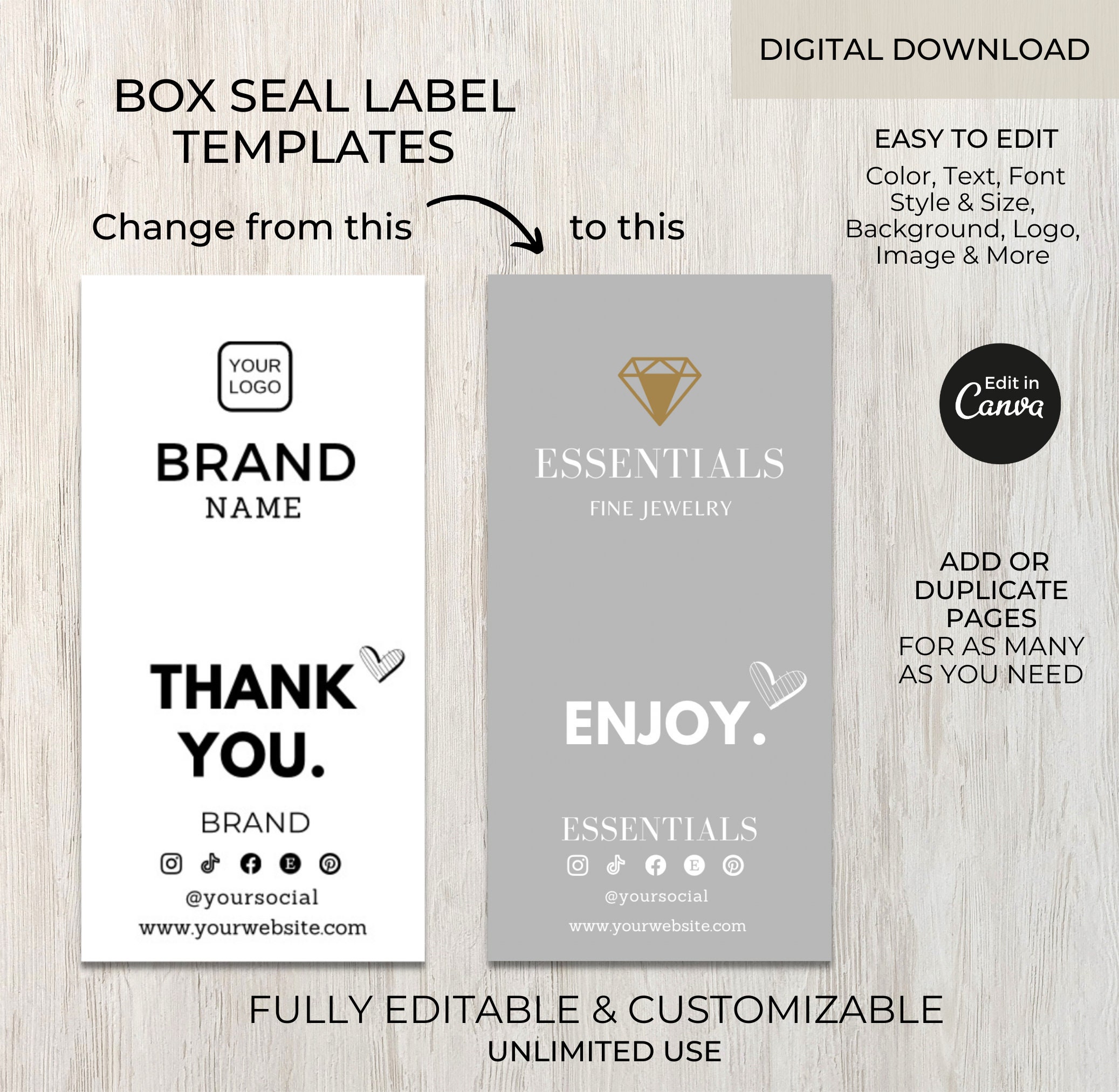 Editable Box Seal Labels Template Canva, Custom Mailer Box Label ...