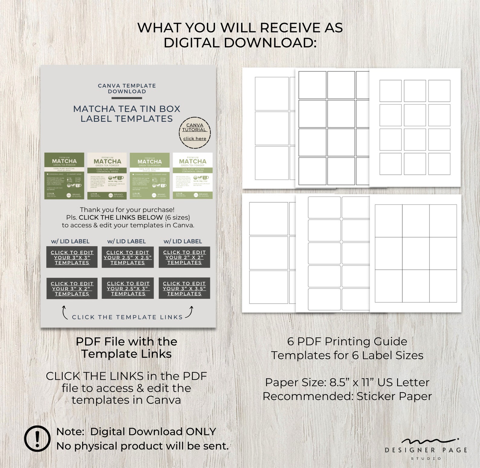 Matcha Tea Tin Can Labels Template Editable Canva, Tea Canister Label ...