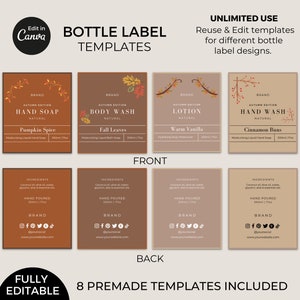 Autumn Hand Soap Bottle Labels Template Canva Editable, Printable Hand ...