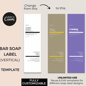 Editable Soap Label Template Canva, Bar Soap Labels Printable, Soap ...