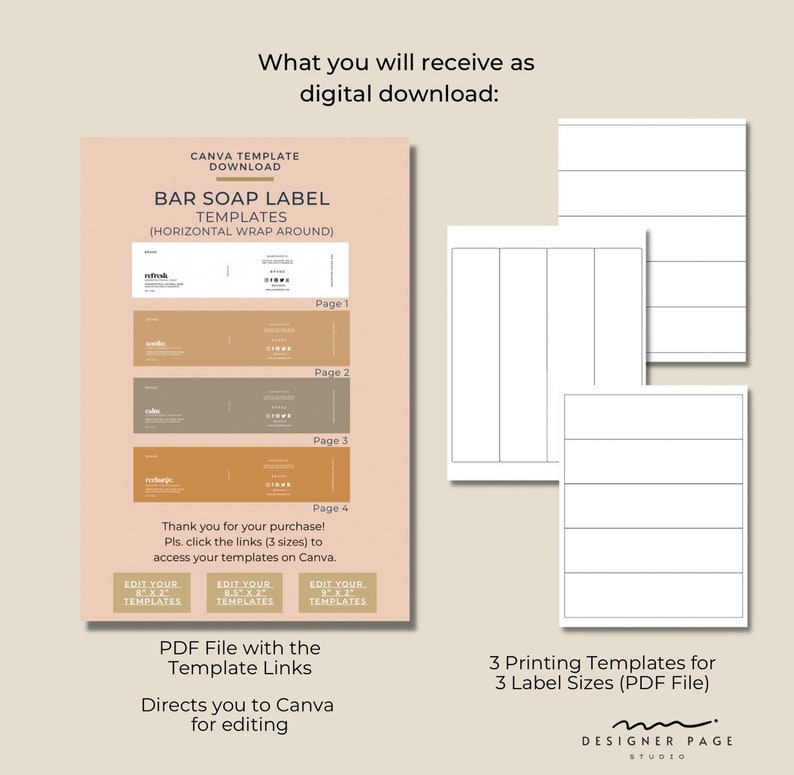 Bar Soap Label Template Canva Editable, Soap Labels Printable, Wrap ...