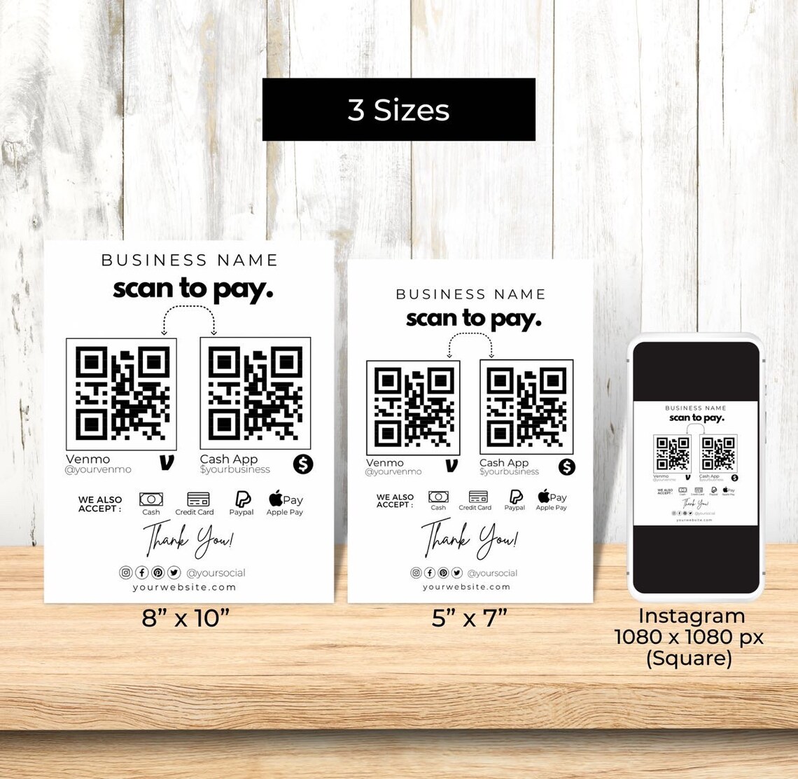 Price List Template Editable Canva, Printable Payment Sign Card, Price ...