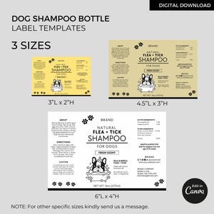 Dog Shampoo Bottle Labels Template Editable Canva, Anti Flea & Tick ...