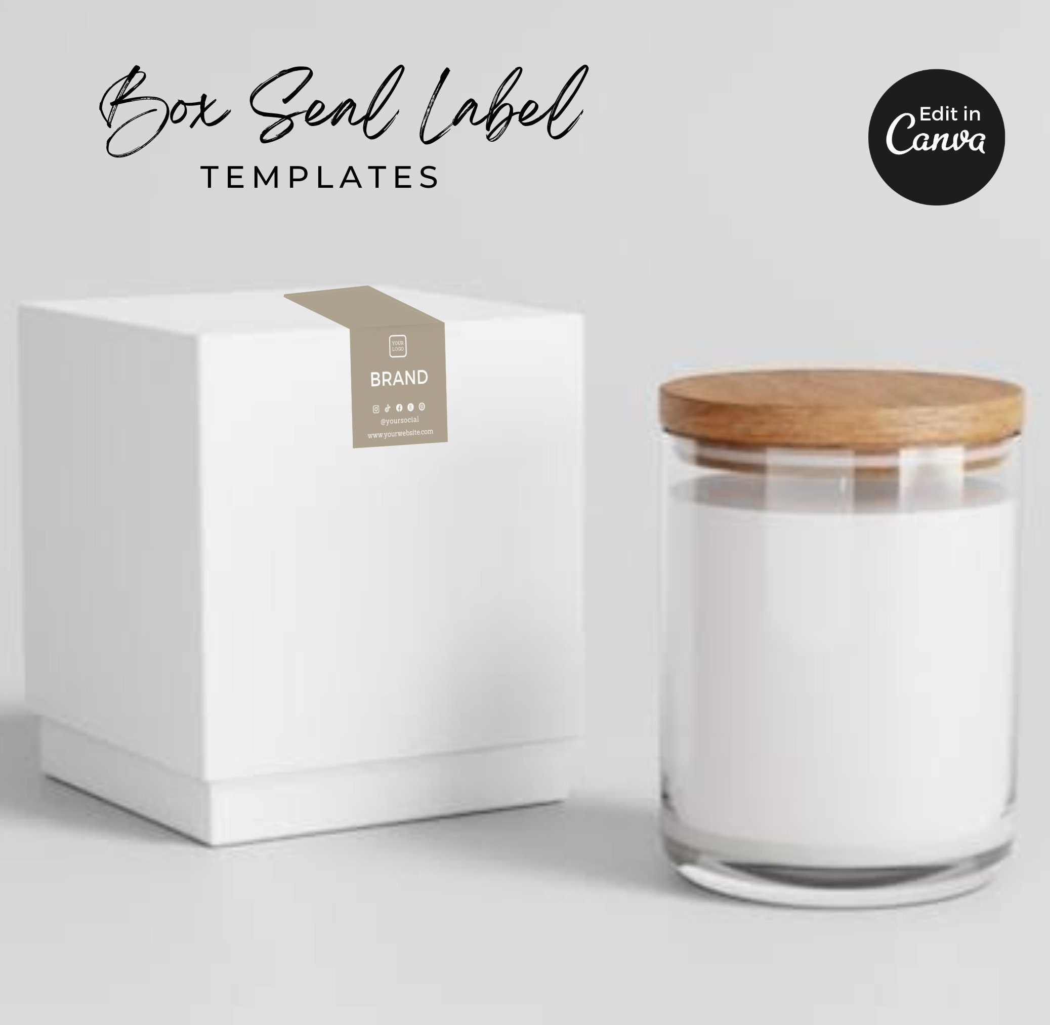 Editable Box Seal Labels Template Canva, Custom Mailer Box Label ...