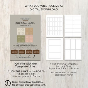 Editable Box Labels Template Canva, Mailer Box Seal Label Sticker ...