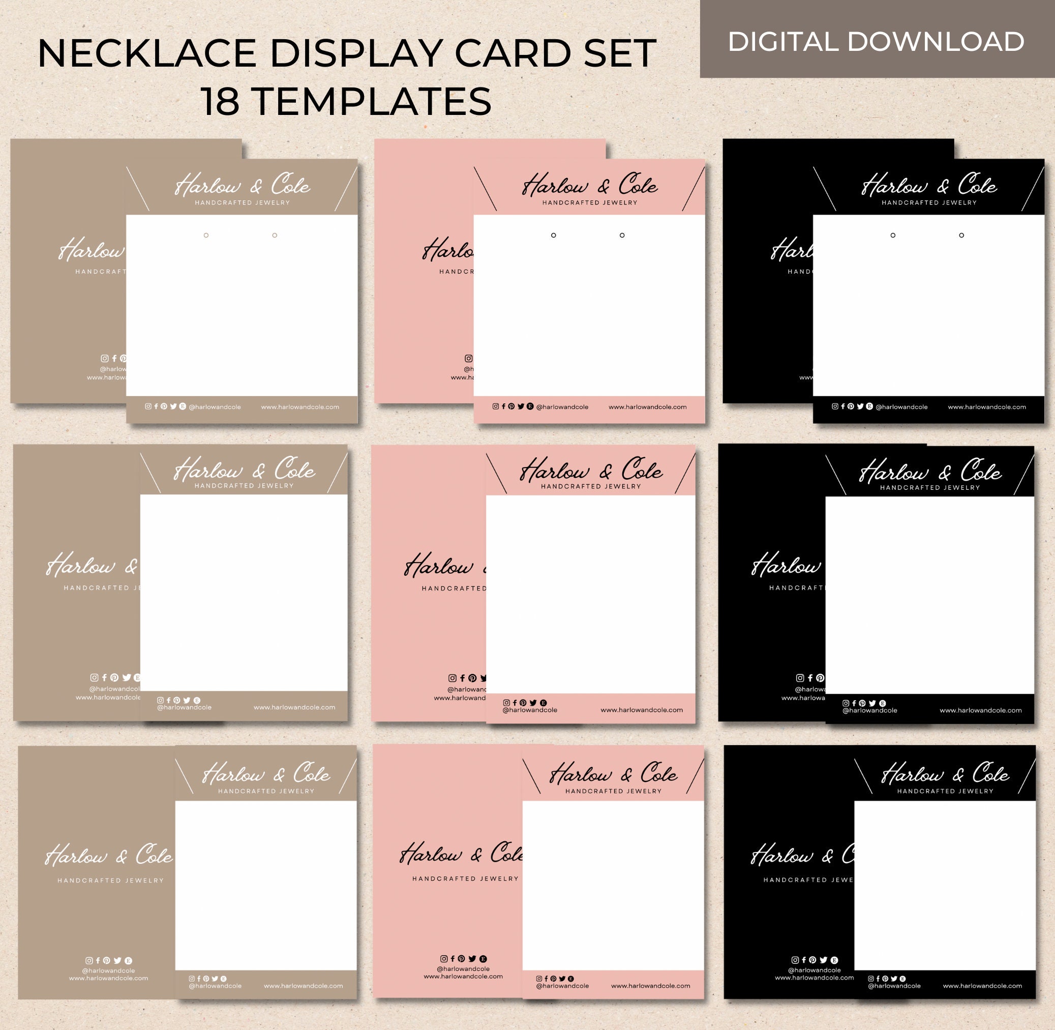 Editable Necklace Display Card Template Canva Printable - Etsy