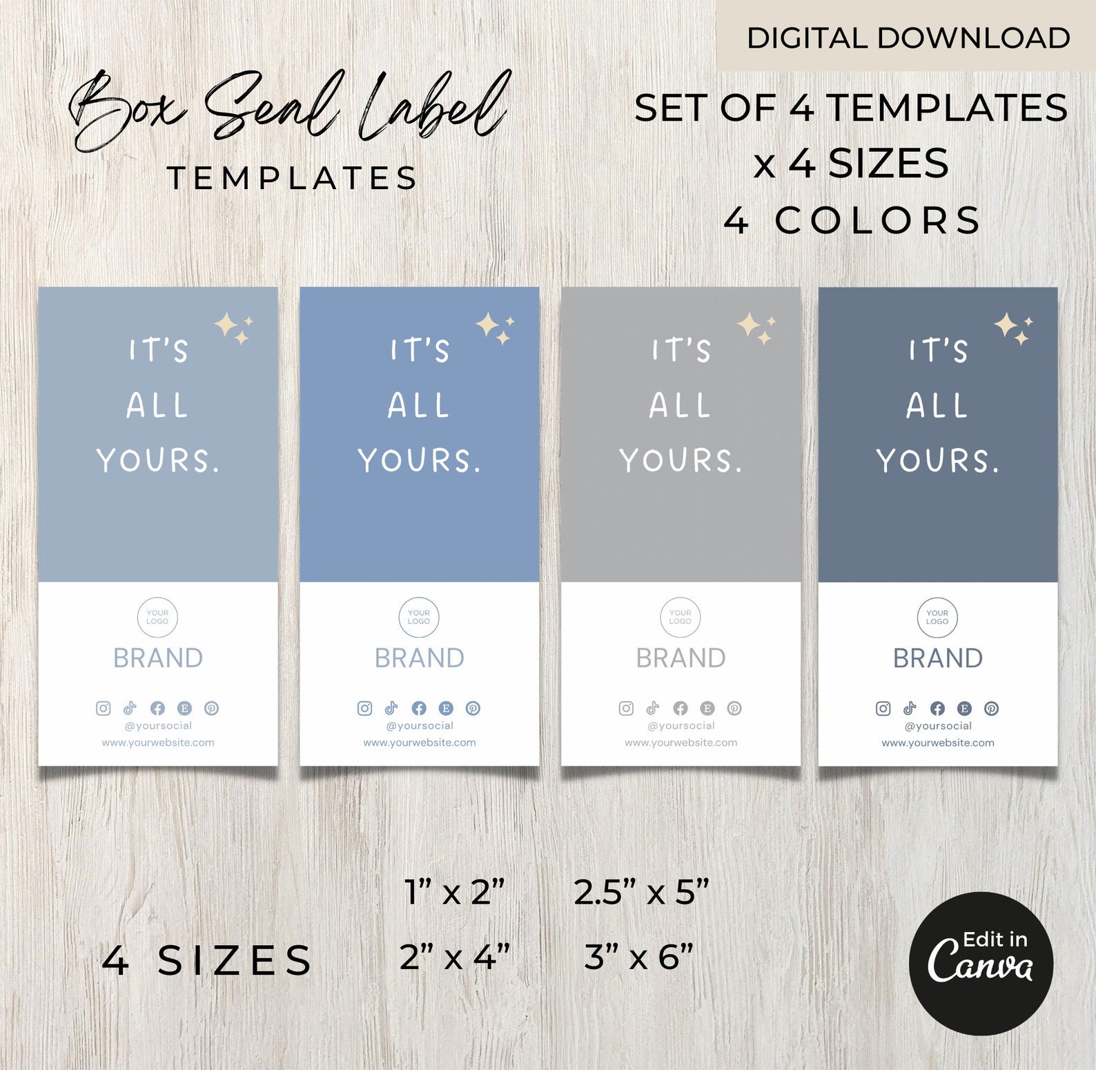 Editable Box Label Sticker Template Canva, Mailer Box Seal Labels ...