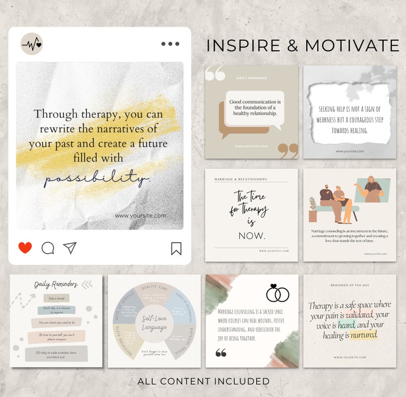 Couples Therapy Instagram Templates Editable Canva, Marriage Counseling ...