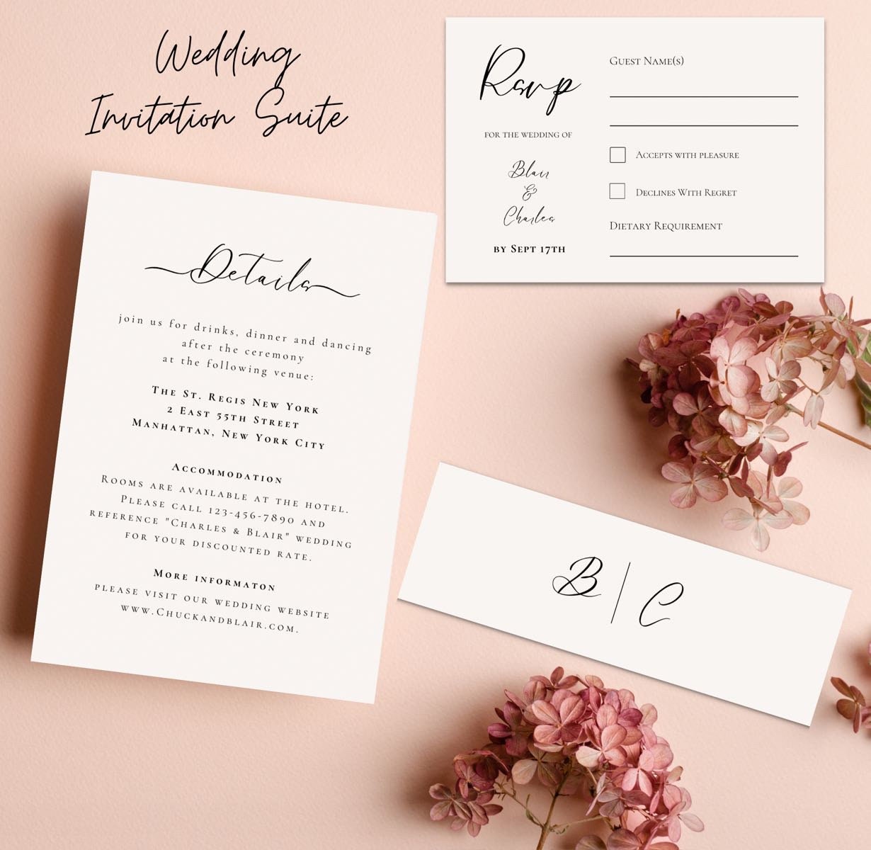 Editable Wedding Invitation Card Suite Template Canva, Digital ...