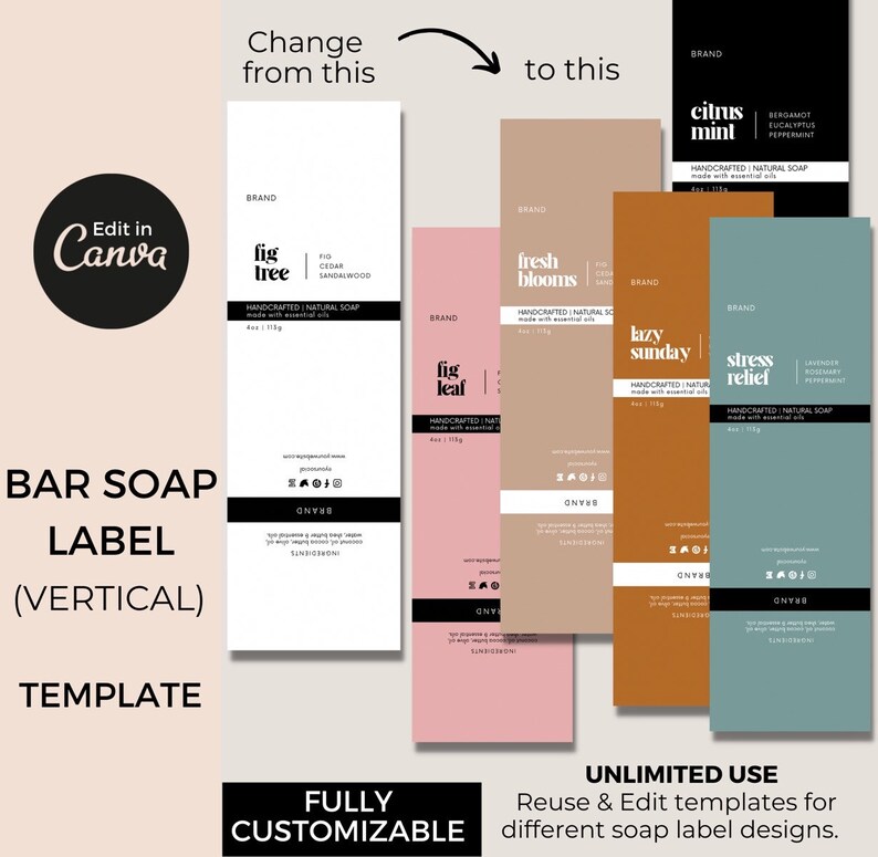 Modern Soap Label Template Editable, Bar Soap Label Stickers Printable ...