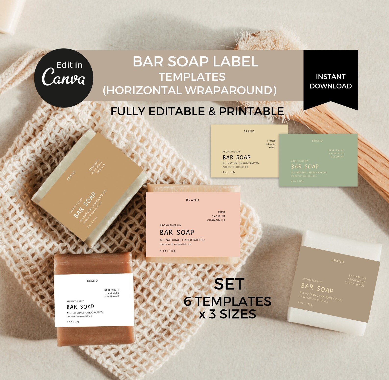 Editable Bar Soap Label Template Canva, Soap Labels Printable, Soap ...