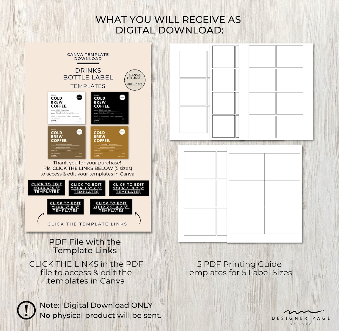 Editable Cold Brew Coffee Bottle Labels Template Canva, Drink Label ...