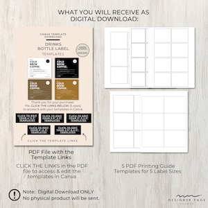 Editable Cold Brew Coffee Bottle Labels Template Canva, Drink Label ...