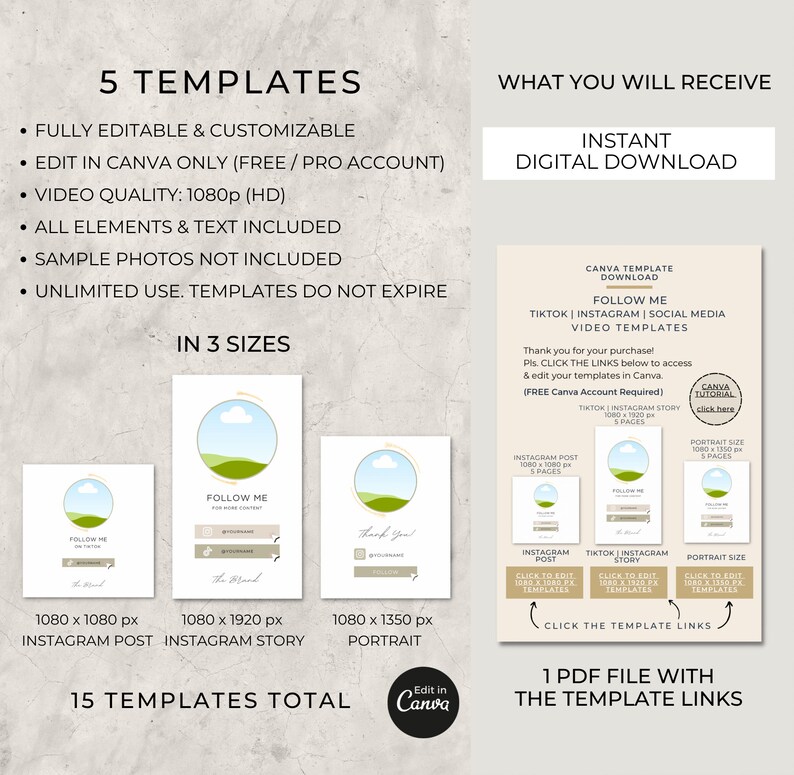 Follow Me on Tiktok Template Canva, Editable Tiktok Video Templates ...