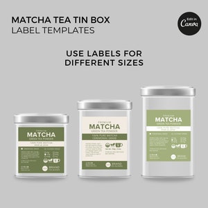 Matcha Tea Tin Can Labels Template Editable Canva, Tea Canister Label ...