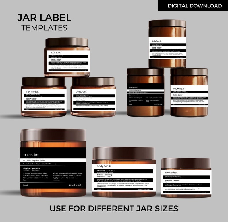 Minimalist Cosmetic Jar Labels Template Canva, Editable Product Label ...