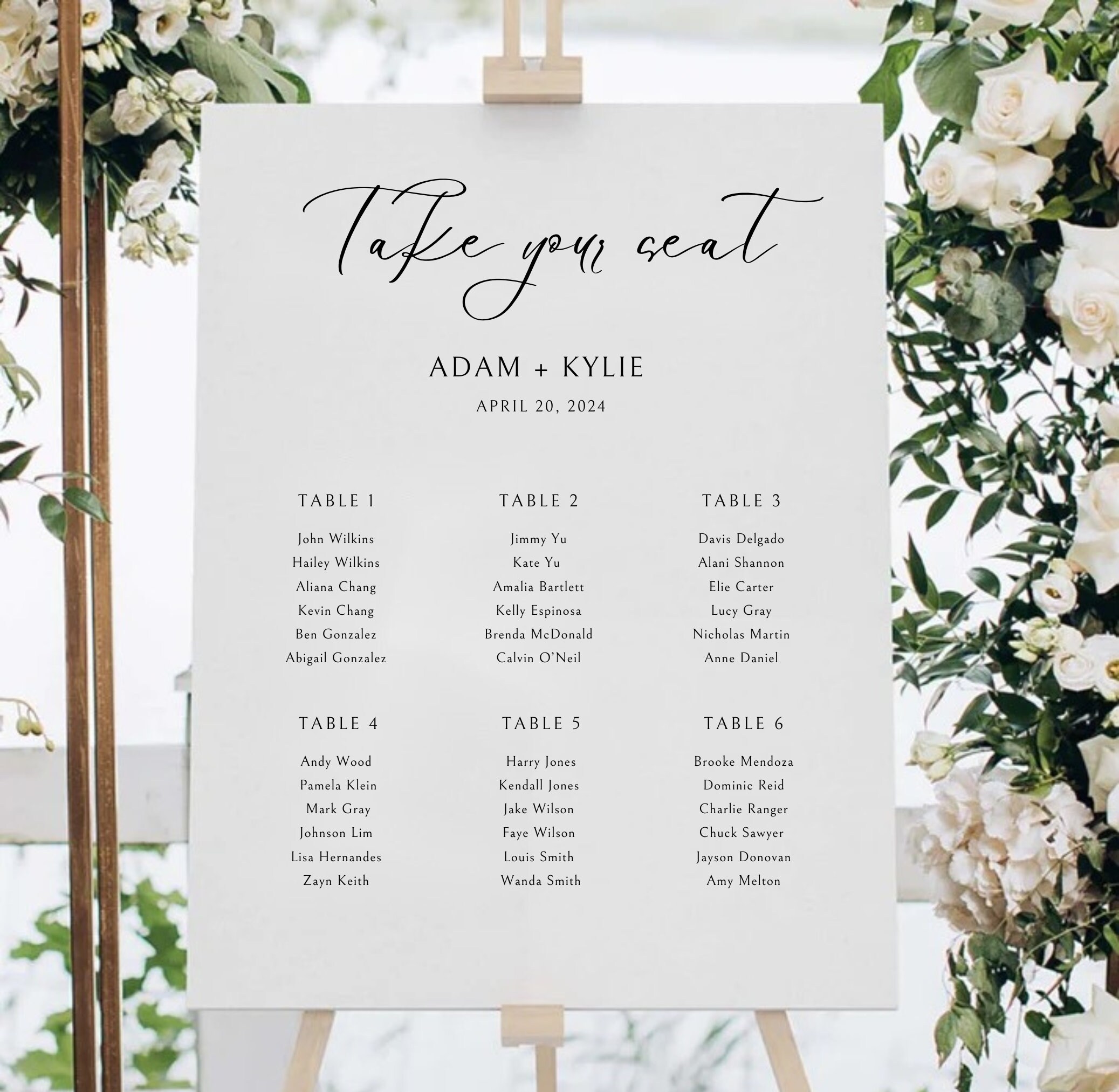 Editable Wedding Guest Seating Chart Template Canva, Printable Wedding ...