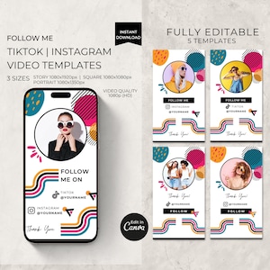 Follow Me on Tiktok Template Canva, Editable Tiktok Post Video ...