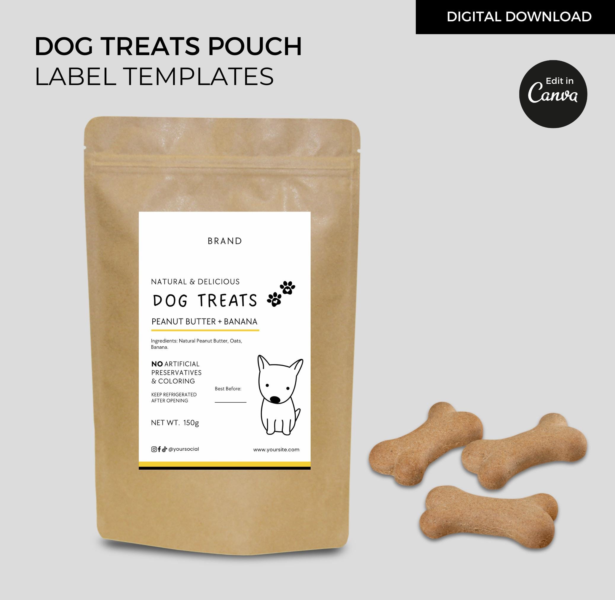 Editable Dog Treats Labels Template Canva, Dog Food Label Stickers ...