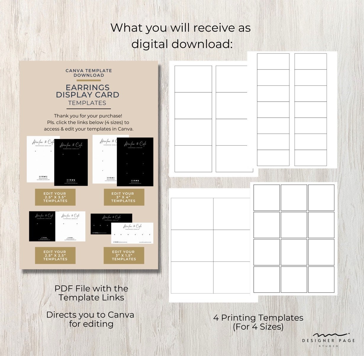 Editable Earrings Display Card Template Canva, Printable Earrings Label ...