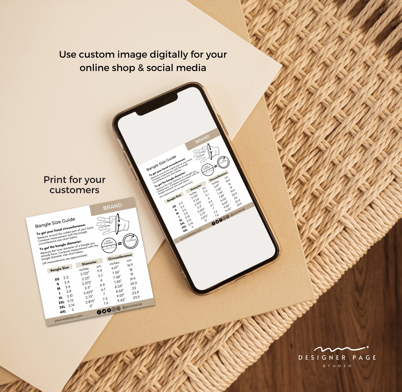 Editable Bangle Size Chart Template Canva, Printable Bracelet Size ...