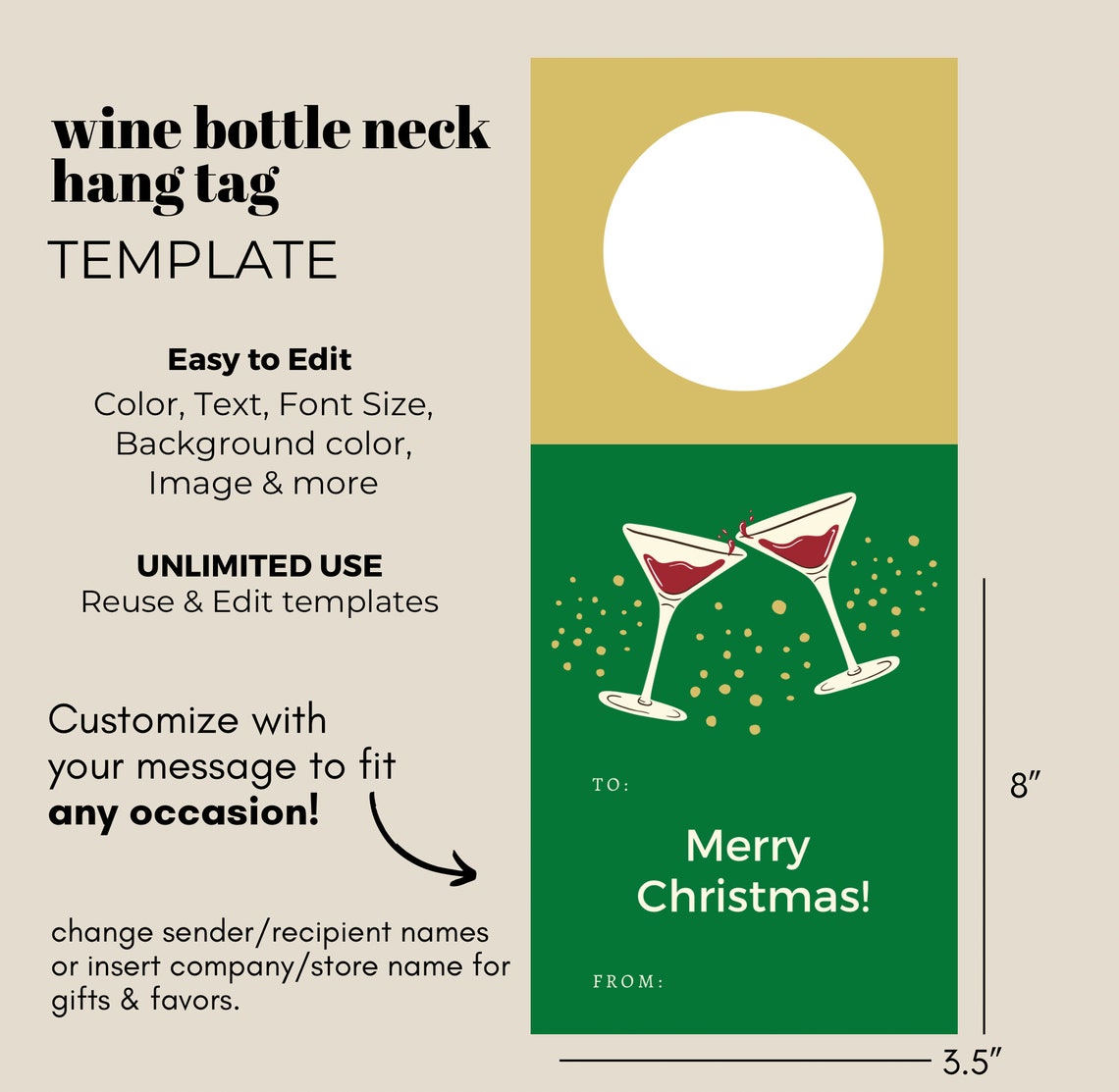 Editable Wine Bottle Hang Tags Template Set Canva Printable - Etsy