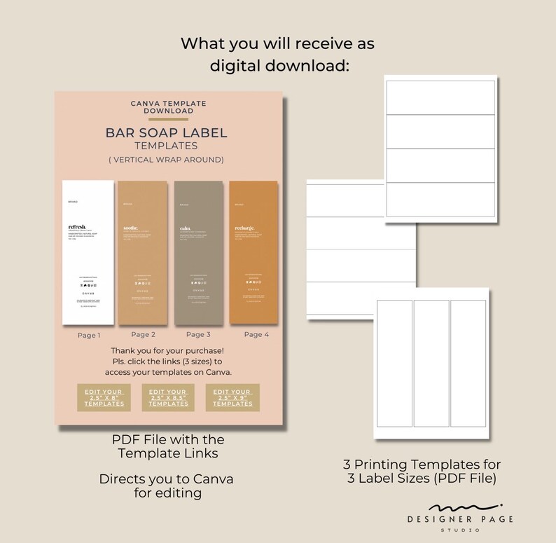 Modern Soap Label Template Editable, Bar Soap Labels Printable, Wrap ...