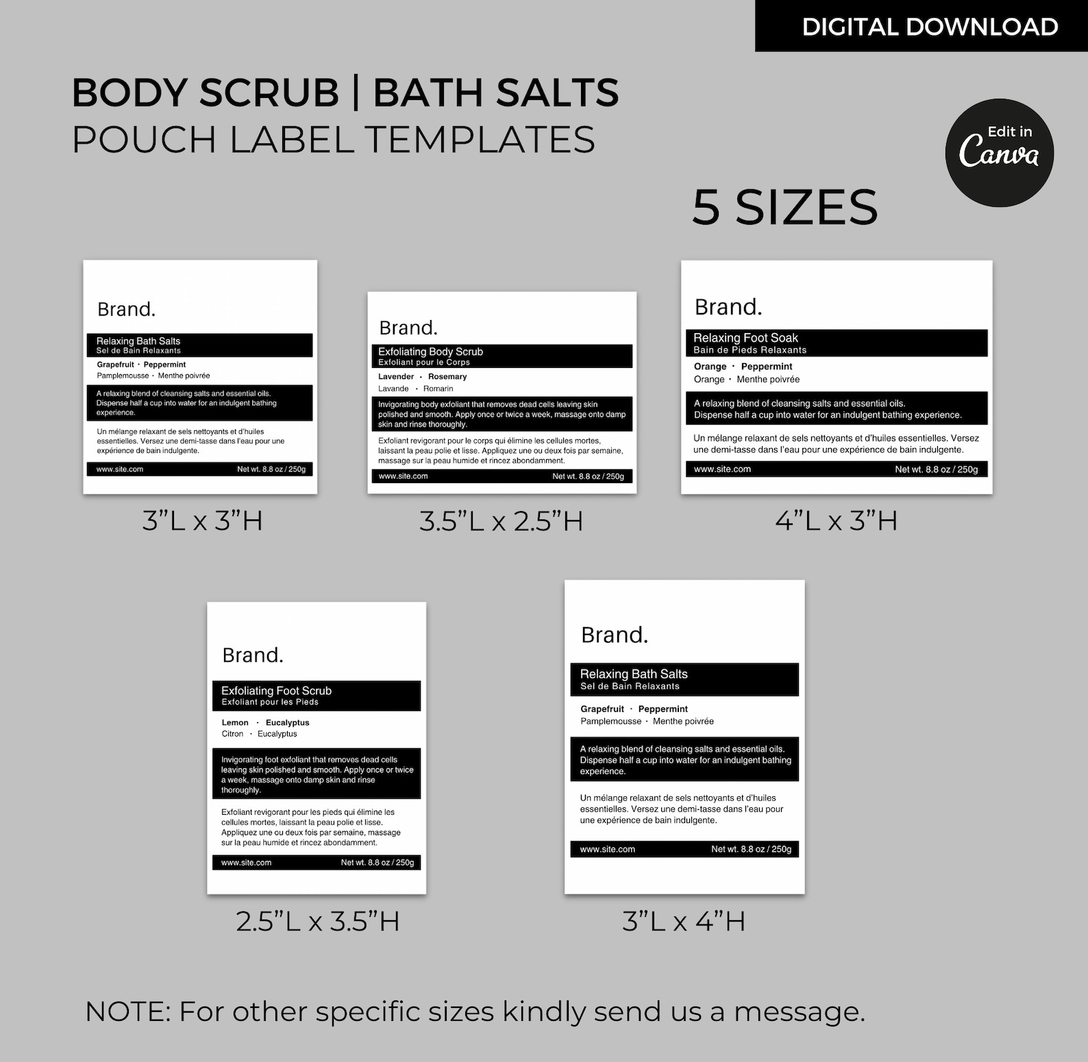 Minimalist Bath Salts Pouch Labels Template Canva, Aesop Label Stickers ...