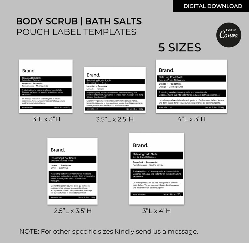 Minimalist Bath Salts Pouch Labels Template Canva, Aesop Label Stickers ...
