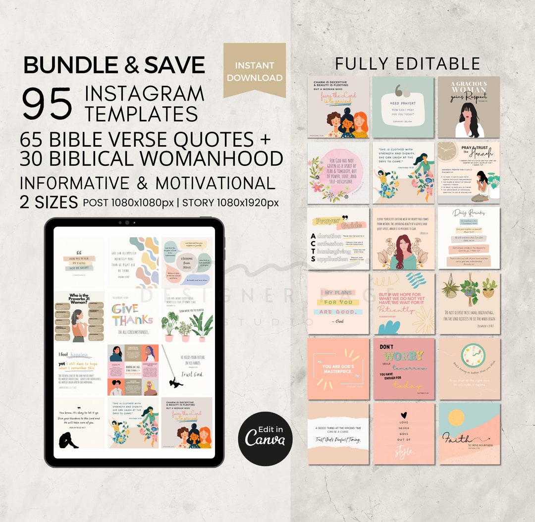 Bible Verse Quotes Instagram Templates Canva, Biblical Woman, Mental ...