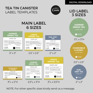 Modern Tea Tin Can Labels Template Editable Canva, Tea Canister Label ...